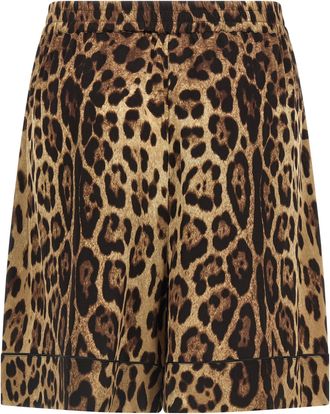 Dolce & Gabbana Leopard-Print Silk Shorts - Tan