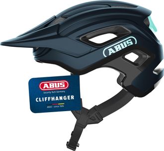 ABUS MTB-Helm Cliffhanger - Fahrradhelm für anspruchsvolle Trails - mit großen Lüftungsöffnungen & TriVider Riemensystem - für Damen und Herren - Blau/Mint