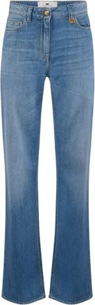 Elisabetta Franchi Femme, Jeans, Bleu, Taille: W29 Jeans palazzo avec d&eacute;tail logo