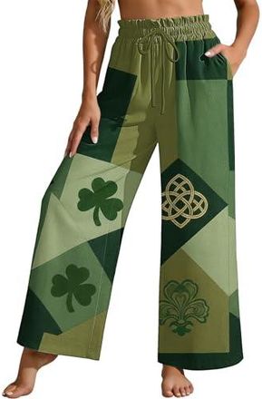 Generic HUIFUAO Pantalon de la Saint-Patrick pour femme - Pantalon tr&egrave;fle amusant - Costume irlandais de la St Paddys Day - Pantalon de tr&egrave;fle irlandais - Tai