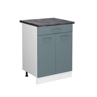 Vicco Meuble Cuisine R-Line, Bleu-Gris/Blanc, 60 cm avec tiroir, PT Anthracite