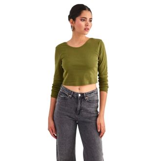 Only Only, Femme, Tops, Vert, Taille: 40 FR Kika Top Manches Longues Court