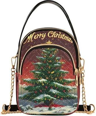 Mnsruu Sac à bandoulière pour femme avec motif sapin de Noël, sac à dos à bandoulière avec sangle réglable