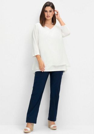 Sheego T-Shirt 3/4-Arm-Shirt 3/4-Arm mit Chiffon-Oberteil