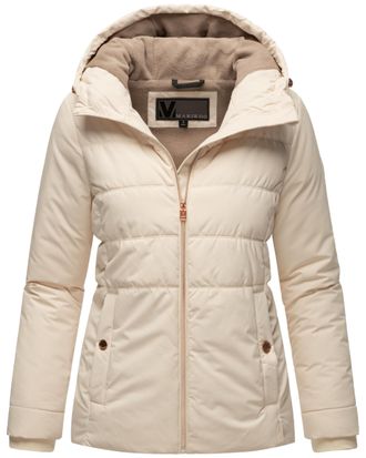Marikoo Damen Winterjacke warme Steppjacke mit Kapuze Alemee 16 Cream Gr. L
