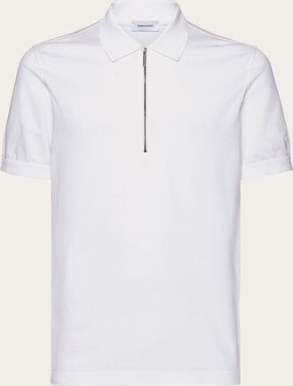 Ferragamo Herren Polo with zip collar Weiß