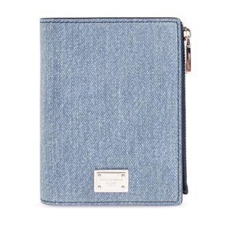 Dolce & Gabbana Homme, Accessoires, Bleu, Taille: ONE Size Portefeuille en cuir avec appliqu&eacute; logo