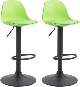 Clp 2er Set Thekenhocker Kiel Kunststoff I Barhocker Mit Polsterung Und Kunstlederbezug I Barstuhl Mit Metallgestell, Farbe:gr&uuml;n, Gestell Farbe:schwarz
