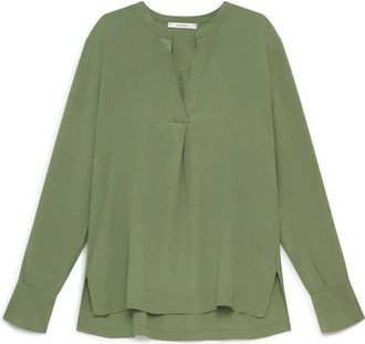 Maliparmi Maliparmi, Femme, Blouses et Chemises, Vert, Taille: 40 FR Fluid Crepe Shirt