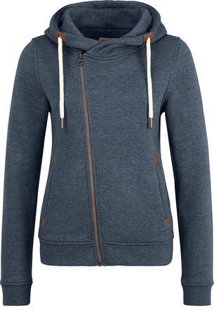 Oxmo OXVicky Sweat Zip-Hoodie Damen Sweatjacke Kapuzenjacke Hoodie mit Kapuze Kordel Reißverschluss Eingrifftaschen Regular fit, Größe:XS, Farbe:INS BL Mel