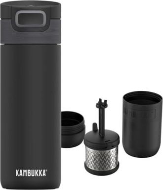 Kambukka Etna Gobelet isotherme 500 ml avec infuseur &agrave; th&eacute; - acier inoxydable, &eacute;tanche, bouchon 3-en-1, Snapclean, sans BPA - Set Tea Catcher Sip Happens