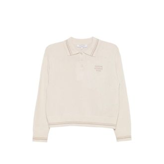 Maison Kitsun&eacute; Logo-embroidered Striped-trim Sweater