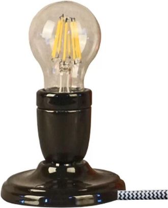 Opjet Opjet - 011842 - Lampe douille céramique noir - cordon noir/blanc