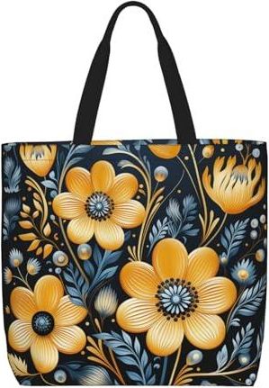 Generic Fleurs Jaunes Sac Fourre-Tout D&eacute;contract&eacute; Sacs De Courses R&eacute;utilisable Sac Courses Pour Travail Gym Voyage