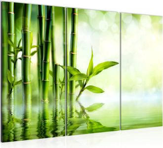 Runa Art Wandbilder Bambus Bild XXL Wohnzimmer Grün Feng Shui 120 x 80 cm 3 Teilig 024131a