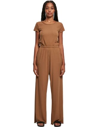 Urban Classics Damen Ladies Rib Wid Leg Jumpsuit darktaupe, 3XL