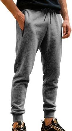 Generic Pantalon de surv&ecirc;tement &agrave; revers pour homme avec cordon de serrage pour salle de sport et salon - Coupe confortable - Port quotidien avec poches zipp&eacute;