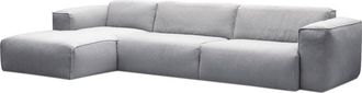 Studio Copenhagen home24 Ecksofa 3-Sitzer mit Longchair Grau Webstoff Saia 317cm Longchair davorstehend links Modern