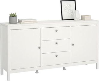 Dmora Kommode Lisiane, Wohnzimmerbuffet, Wohnzimmer-Sideboard, Moderne K&uuml;chen-Speisekammer, 151x38 h80 cm, Wei&szlig;