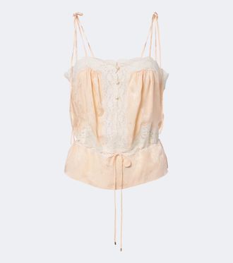 Chlo&eacute; Chlo&eacute; Top en satin de soie &agrave; dentelle