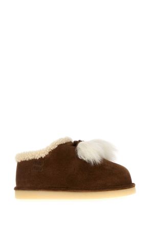 Miu Miu Womens Brown Suede Ankle Boots Cacao Vitello-Ovisariesaries Mocassini Loafers
