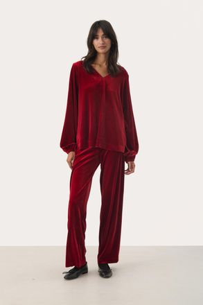 Part Two Langarm-Bluse Gerade Passform Rhythmic Red dark red