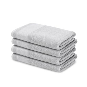 Looks by Wolfgang Joop 4X Handtuch 50x100 cm - 100% Baumwolle Luxus Handtücher mit Aufhänger & Logostick, 4er Set Handtücher hellgrau