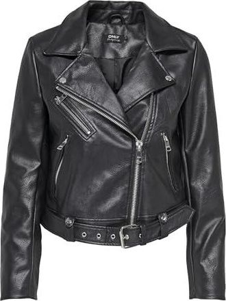 Only Onlvera Veste de motard en similicuir pour femme, Noir, S