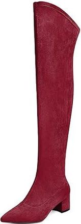 EDEFS Bottes Bourgogne Hautes avec Zip et Talon Carr&eacute; de 5 cm Parfaites pour les Soir&eacute;es et Occasions Sp&eacute;ciales Bourgogne Taille EU36