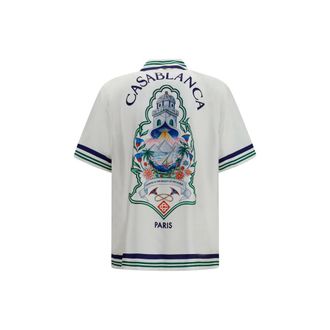 Casablanca Mens White Silk Shortsleeve Shirt