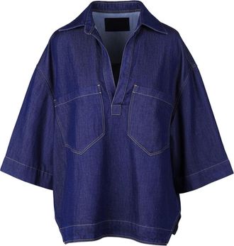 Dondup Femme, Blouses et Chemises, Bleu, Taille: 38 FR Camicia denim a scatoletta