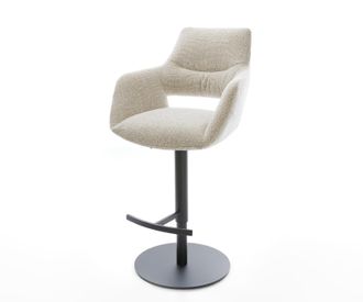 DELIFE Barstuhl Yago-Flex Webstoff Soft Beige Drehfu&szlig; h&ouml;henverstellbar Metall Schwarz Taschenfederkern, Barst&uuml;hle