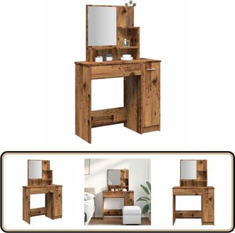 vidaXL Schminktisch mit Spiegel Altholz-Optik 86,5x35x136 cm - Vidaxl