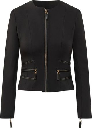 Elisabetta Franchi Femme, Vestes, Noir, Taille: 44 FR Veste en cr&ecirc;pe double &eacute;paisseur avec d&eacute;tails zipp&eacute;s