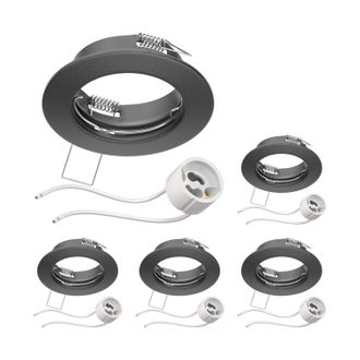 LEDs Com 5 St&uuml;ck Decken-Einbaurahmen FERE Einbaurahmen anthrazit matt (LED/Halogen/GU10/MR16/PAR16/50mm) inkl. GU10 Fassung