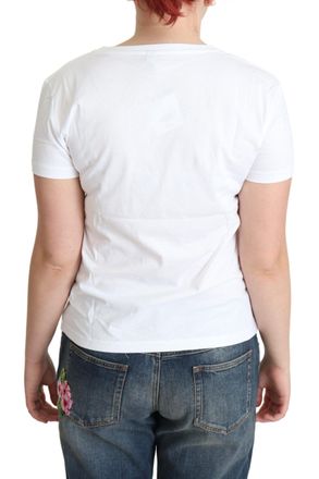 Moschino Womens White Cotton Come Play 4 Us Print Tops T-Shirt