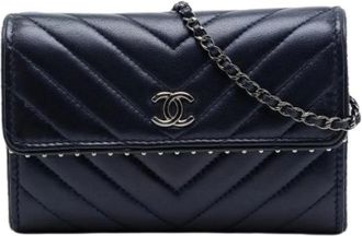 Chanel Portefeuille sur cha&icirc;ne Pre-owned - Femme - Pre-owned - Bleu - Taille: ONE Size