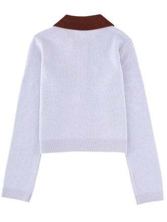 Self Portrait Wool with Contrasting Collar Blouse - Blue