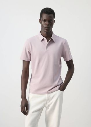 Mango Polo slim-fit piqu&eacute; de coton rose p&acirc;le - Homme - XXL - MANGO MAN