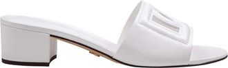 Dolce & Gabbana Femme, Chaussures, Blanc, Taille: 37 1/2 EU Mules en cuir de veau avec logo DG