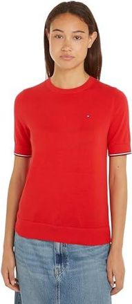 Tommy Hilfiger CO Jersey Stitch C-NK SS Sweater WW0WW38724 Pulls, Rouge (Fierce Red), L Femme