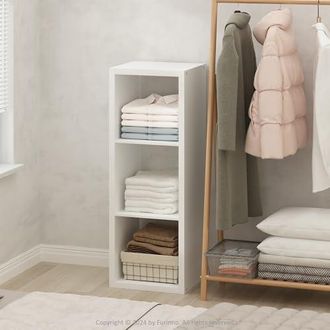 Furinno Cubic Organiseur de Placard 3 Cubes, étagère Ouverte, Cadre Extra épais pour penderie, Chambre, Salon, Blanc