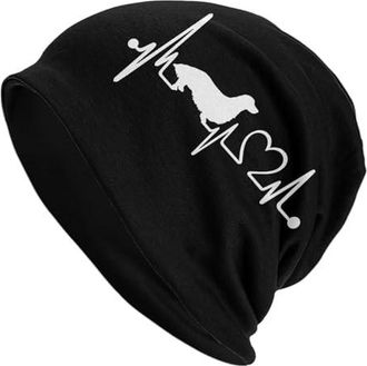 Generic Femme Homme Bonnets Tricot&eacute; Ligne De Survie pour Les Battements De Coeur des Teckels Bonnet dhiver Doux Bonnets De Ski Chaud Bonnet &Agrave; Revers pour Ski 