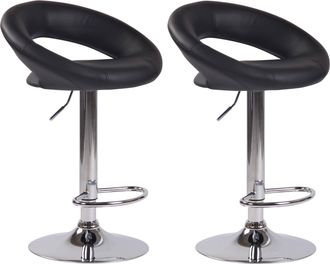 Clp 2er Set Barhocker Olinda Kunstleder I Thekenhocker H&ouml;henverstellbar I Barst&uuml;hle Mit Fu&szlig;st&uuml;tze I Tresenst&uuml;hle Mit Trompetenfu&szlig; Metall, Farbe:schwarz, G