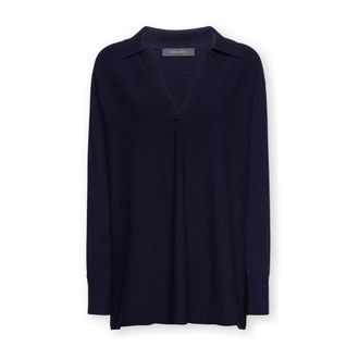 Elena Miro Viskose-Pullover mit Kragen - - Knitwear - Damen - Blau - S
