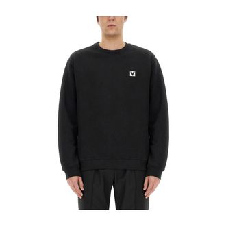 Valentino Baumwoll-Rundhals-Sweatshirt mit Chez-Patch - - Sweatshirts & Hoodies - Herren - Schwarzk - XL