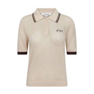 Co'Couture Femme, Tops, Beige, Taille: 42 FR LueCC Pointelle Polo Knit