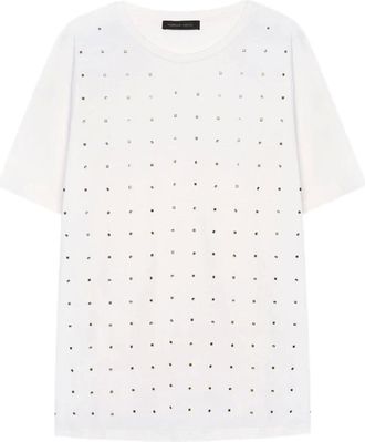 Fiorella Rubino Femme, Tops, Blanc, Taille: 36 FR T-shirt en jersey avec clous