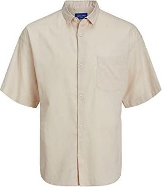 Jack & Jones Jorflores Linen T-Shirt SS Chemise, Beige Clair, XL Homme