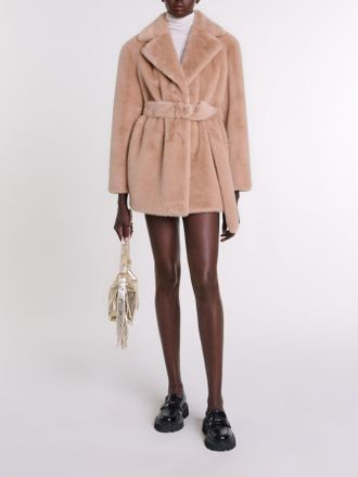 Maje Manteau En Fausse Fourrure - Marron - Taille 40 - Maje